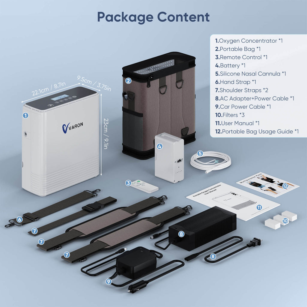 Portable Continuous Flow O2 concentrator Varon 1-6L/min NT-06 with 2 h ...